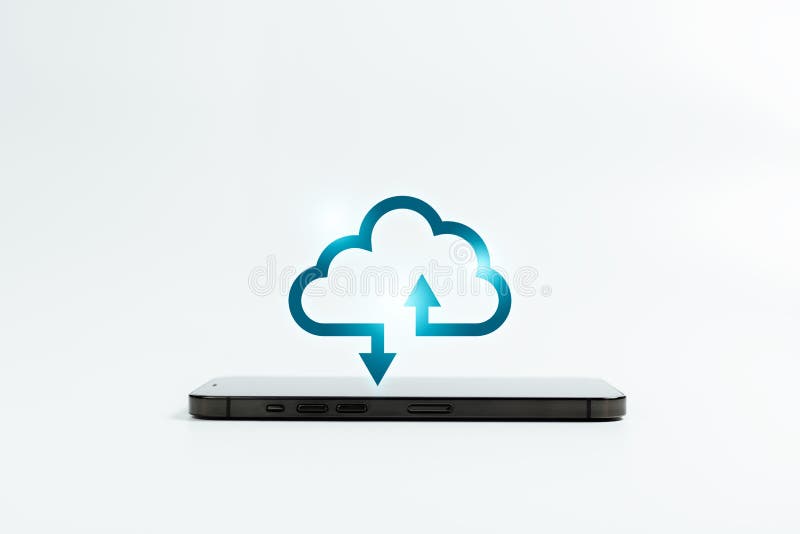 Cloud Computing Storage Network Concept, Smartphone with Cloud Storage Icon. Technology Wireless ...