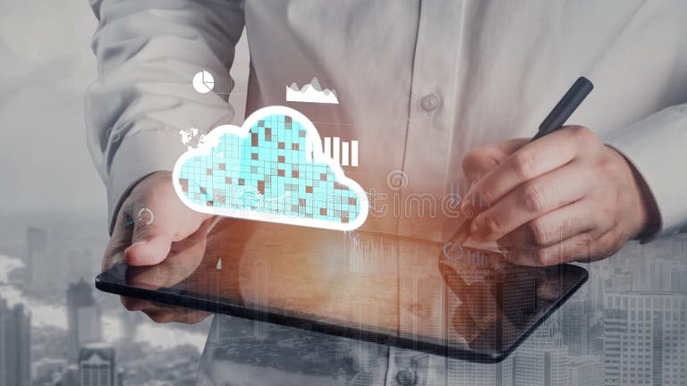 Cloud Computing Strategy To Power Digital Business Growth Thunk Stock Photo - Image of computer ...