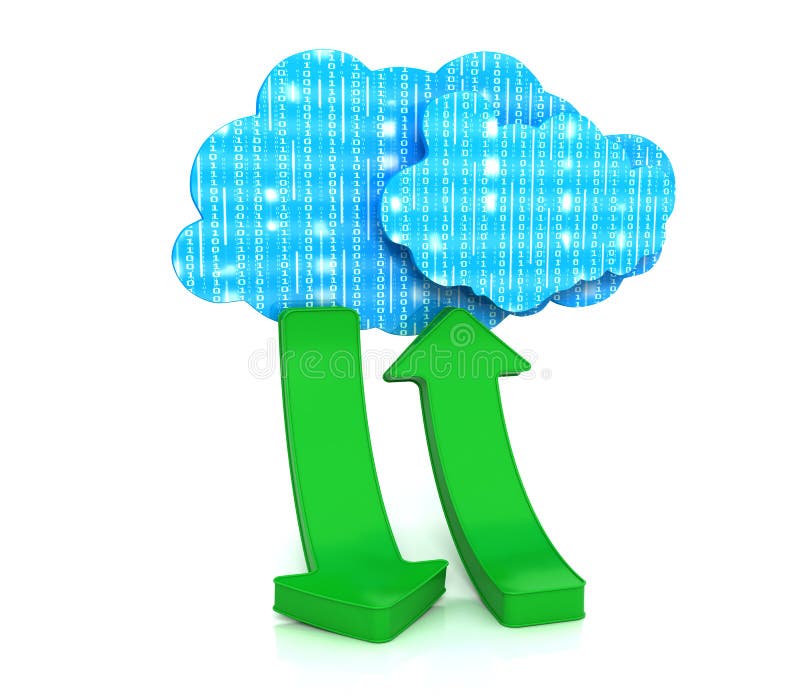 Cloud with Binary Code Showing Cloud Computing and Digital Technology Stock Illustration ...