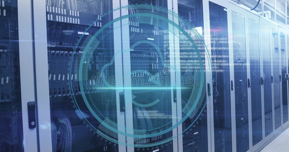 Cloud Computing Symbol Image Over Server Racks in Data Center Stock ...