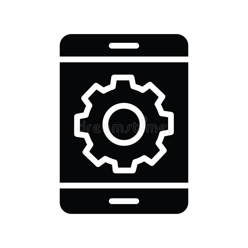 Mobile Settings Vector Solid Icon Design Illustration. Cloud Computing Symbol on White ...