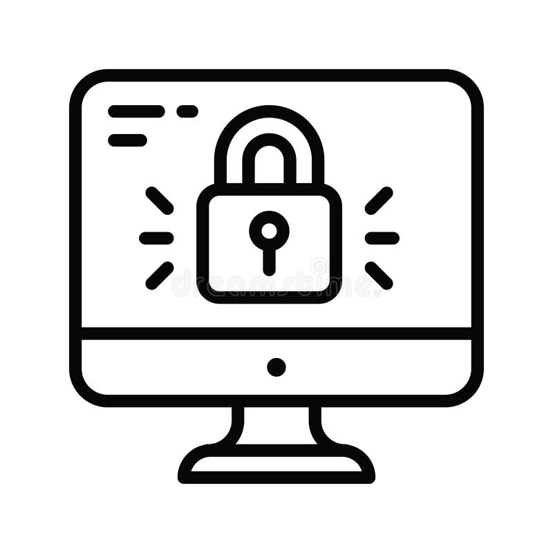 Screen Lock Vector Outline Icon Design Illustration. Cloud Computing ...