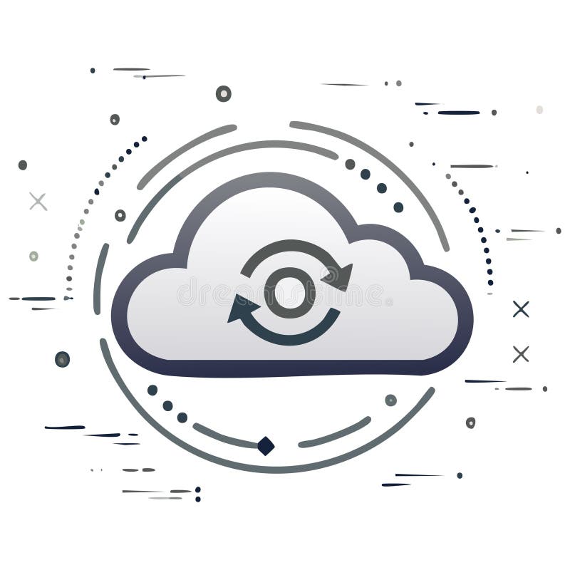 Cloud Computing Sync Icon with Circular Arrows and Abstract Data Flow Elements Stock ...