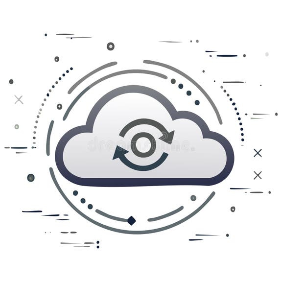 Cloud Computing Sync Icon with Circular Arrows and Abstract Data Flow Elements Stock ...