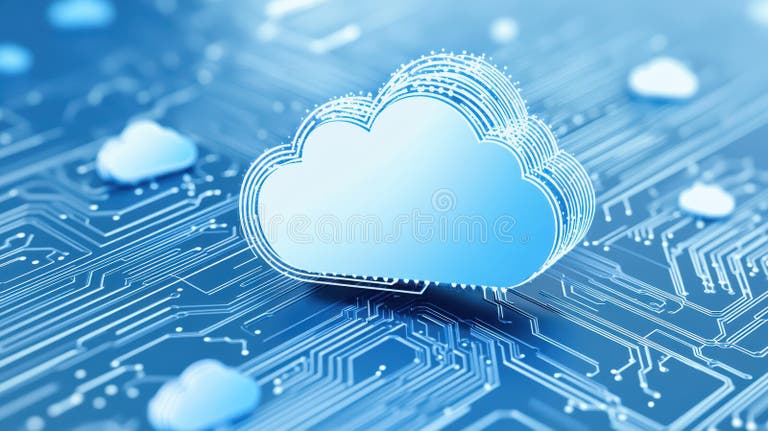Cloud Computing Synergy, Circuit Board and Cloud Formation Representing Digital Transformation ...