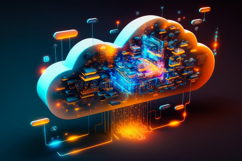 Cloud Computing System. Generative AI Stock Illustration - Illustration ...