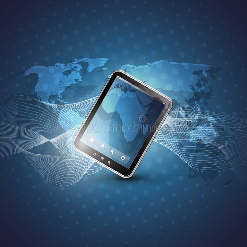 Cloud Computing with Tablet Concept Stock Vector - Illustration of blue ...