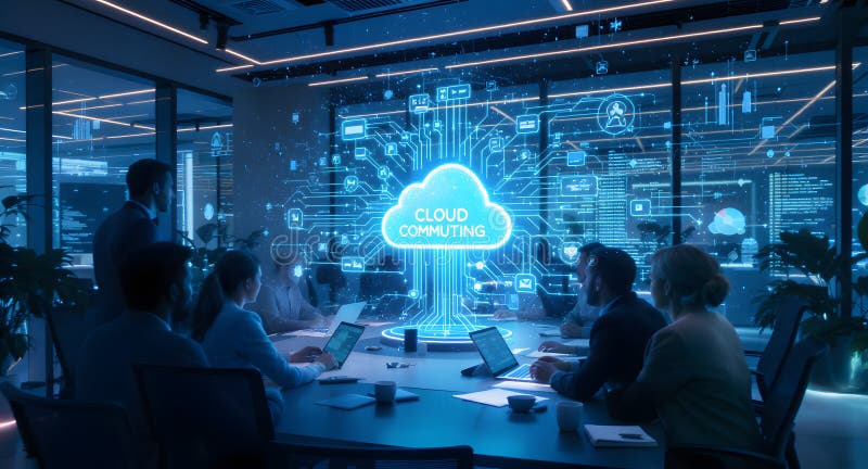 Cloud Computing Team Meeting Stock Illustration - Illustration of teamwork, meeting: 388031539