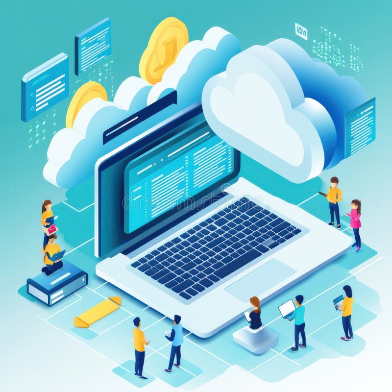 Cloud Computing Teamwork Data Collaboration Technology Laptop Network ...