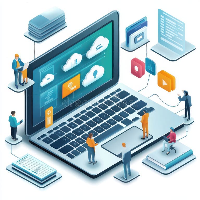 Cloud Computing Teamwork Digital Collaboration Data Analysis Laptop ...