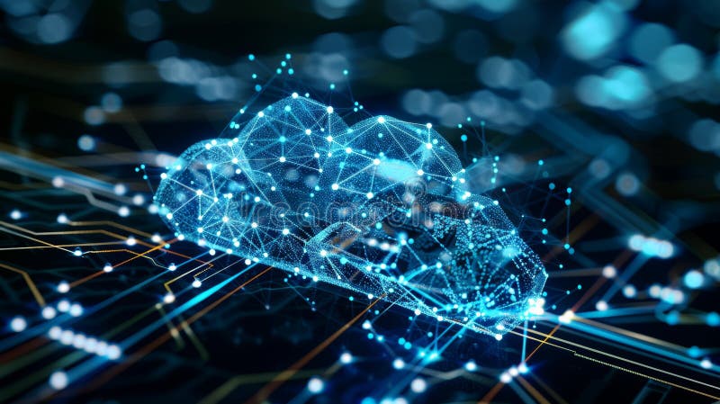 Cloud Computing Technology Abstract Blue Cloud Over Circuit Board with ...