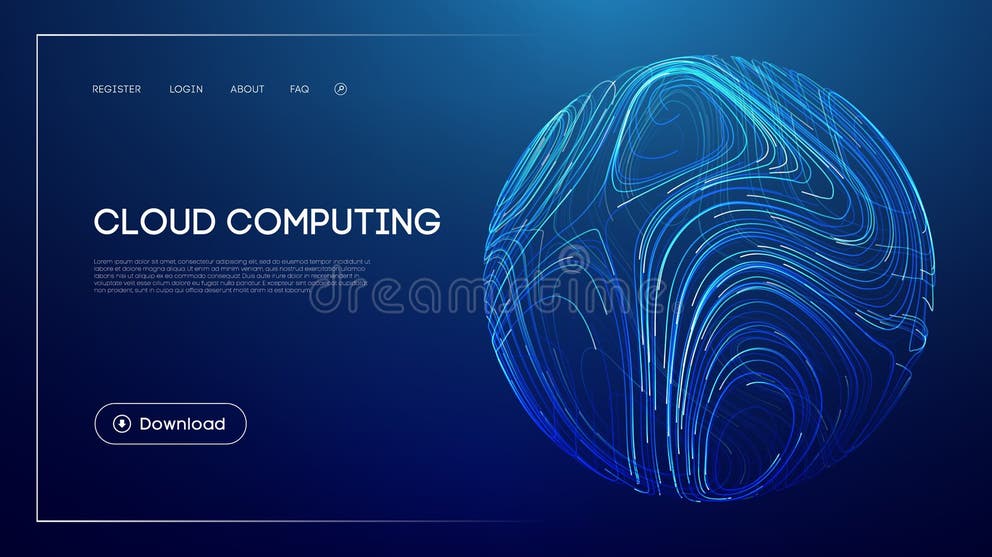 Cloud Computing Technology with Abstract Glowing Sphere, Futuristic ...