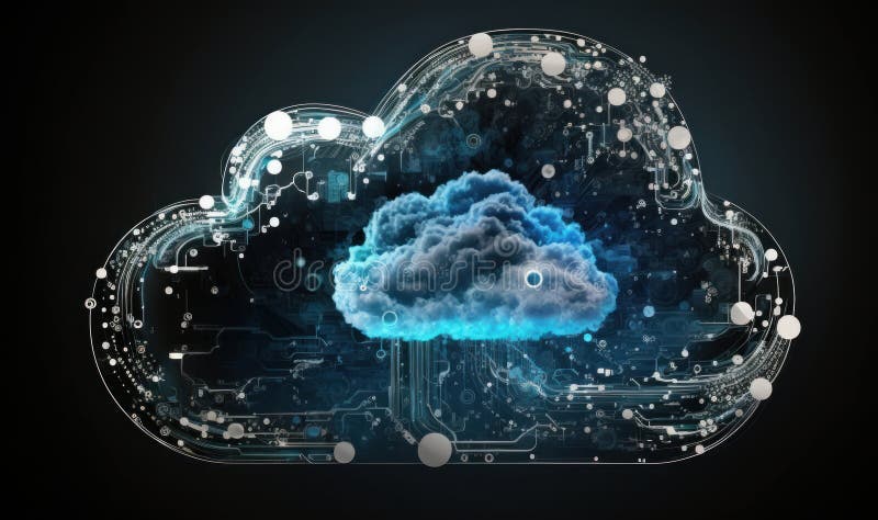 Cloud Computing Technology. Beautiful Colorful Illustration. Style ...