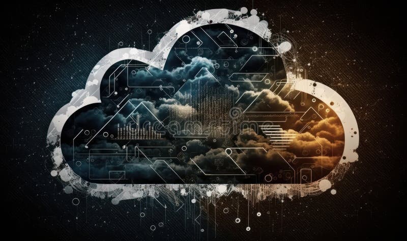 Cloud Computing Technology. Beautiful Colorful Illustration. Style ...