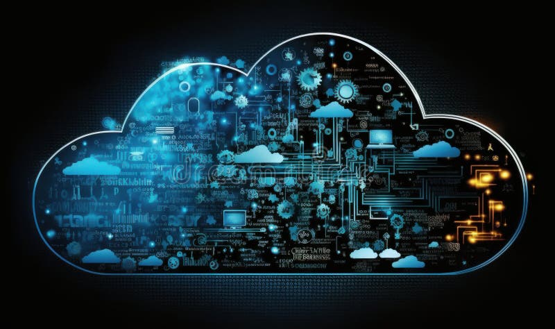 Cloud Computing Technology. Beautiful Colorful Illustration. Style ...