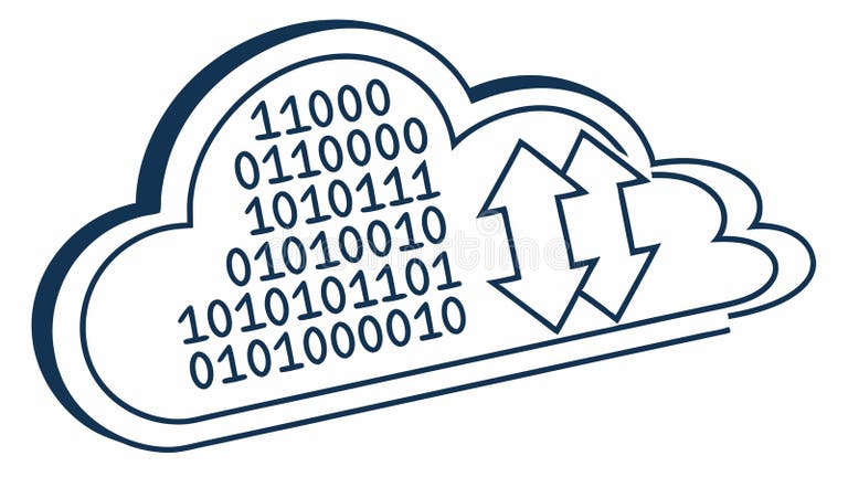 Cloud Computing Technology with Binary Code Data Transfer, Vector Design Generative AI Stock ...
