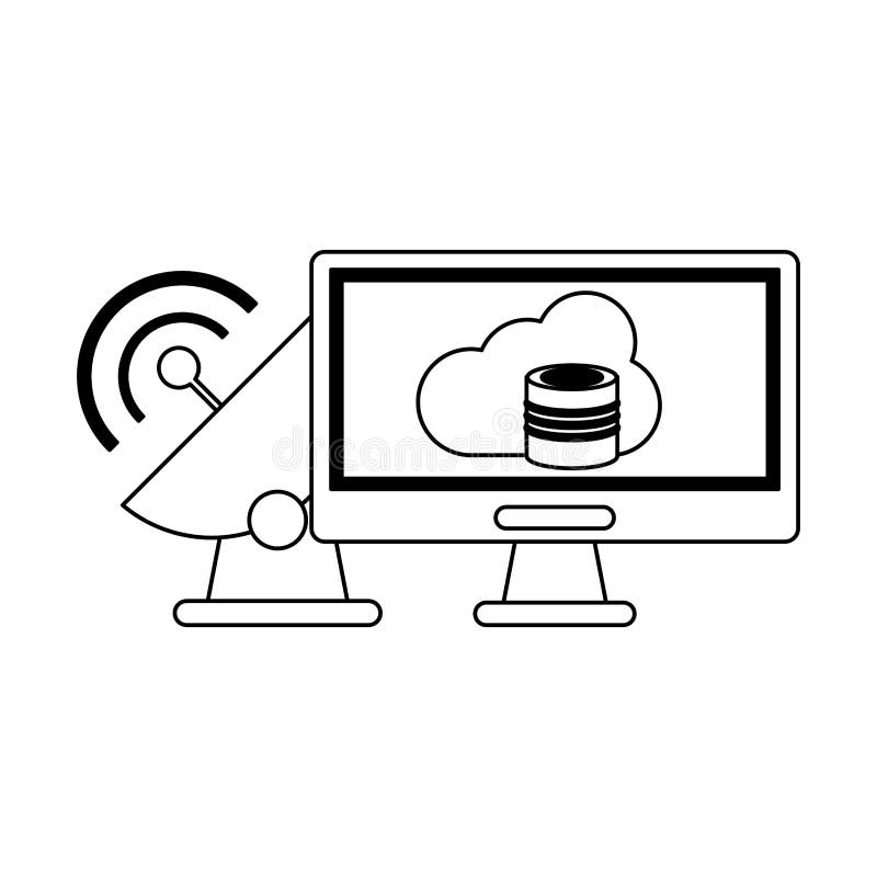 Cloud Computing Technology in Black and White Stock Vector ...