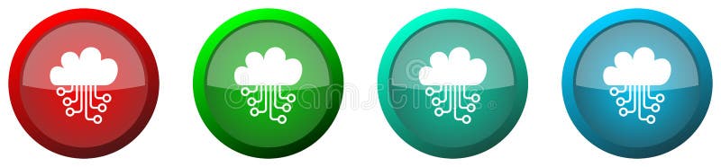 Cloud Computing, Technology, Circuit, Data Round Glossy Web Icon Set ...