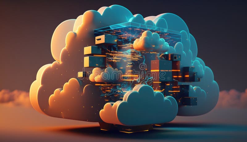 Cloud Computing Technology Concept. Futuristic Illustration AI Generated Stock Image - Image of ...