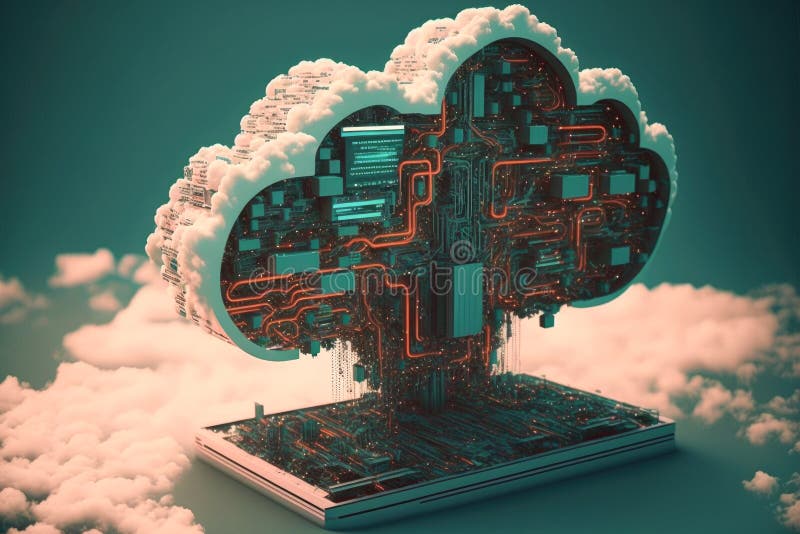 Cloud Computing Technology Concept. Futuristic Illustration AI ...