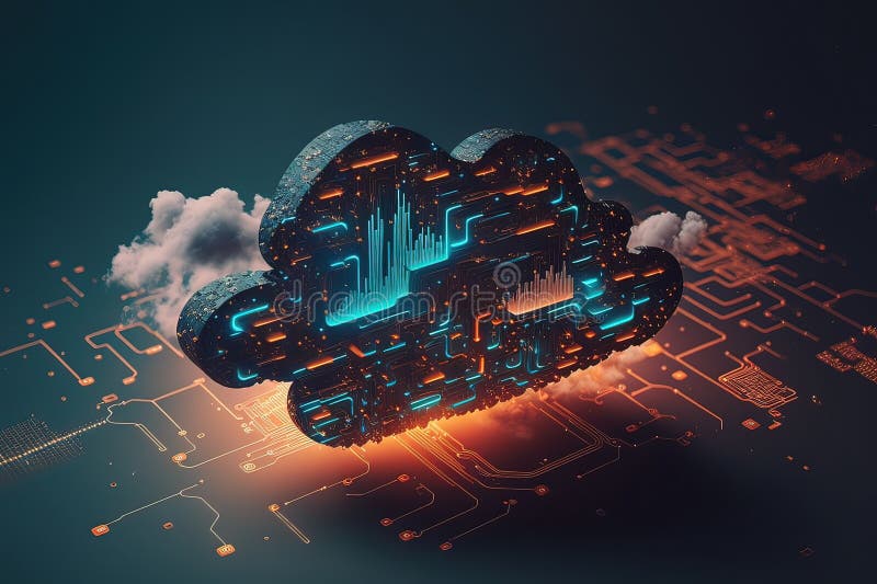 Cloud Computing Technology Concept.AI Generated Stock Illustration - Illustration of background ...