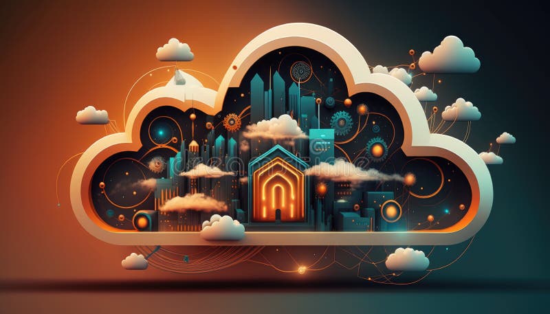 Cloud Computing Technology Concept Background, Digital Illustration, AI Generative Stock Image ...