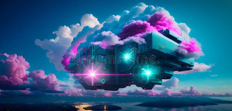 Sci Fi Futuristic Hi Tech Computing Background Generative AI Stock ...