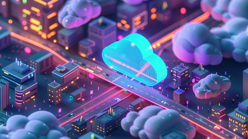 Cloud Computing Technology Concept Background, White Cloud Connect with ...