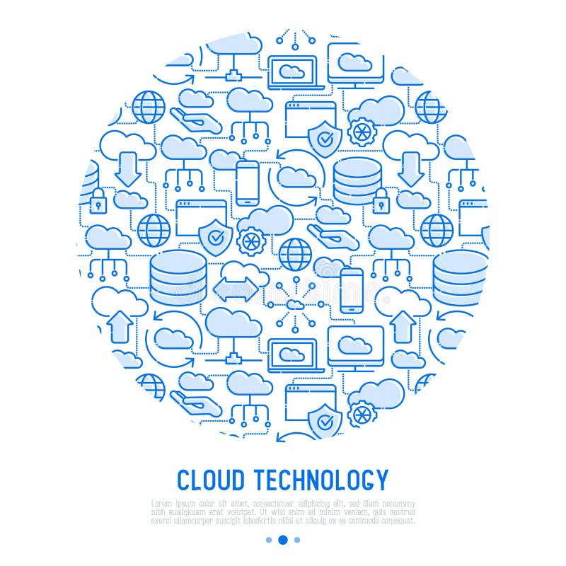 Cloud Computing Technology Concept in Circle Stock Vector ...