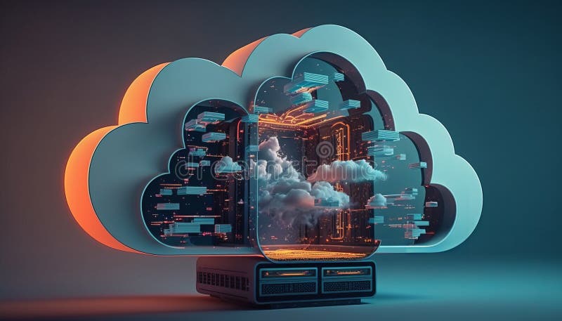 Cloud Computing Technology Concept, Generative AI Stock Illustration ... Cloud Computing Technology Concept, Generative AI Stock Illustration ...