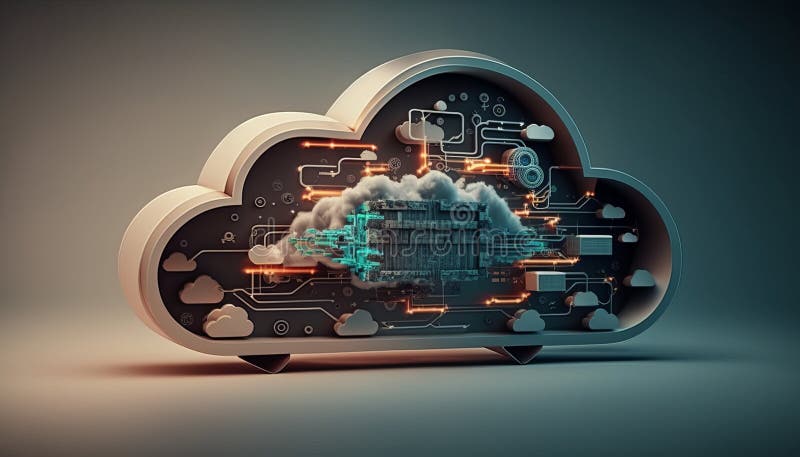 Cloud Computing Technology Concept, Generative AI Stock Illustration ...