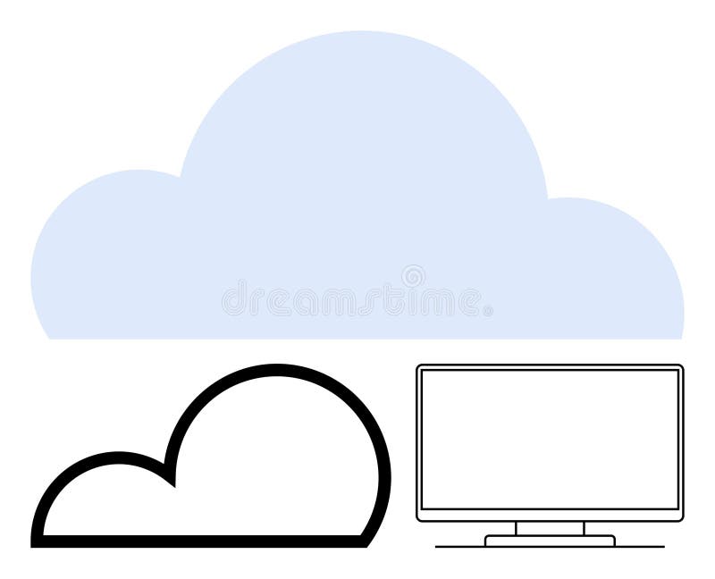 Cloud Computing Technology Concept with Computer Monitor and Cloud ...