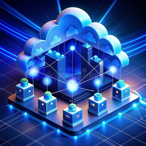 Cloud Computing Technology Concept. 3d Isometric Illustration Stock Illustration - Illustration ...