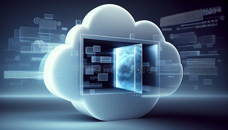 Cloud Computing Technology Concept. Data Transmission. Futuristic Image ...