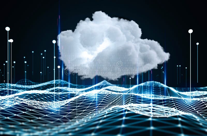 Cloud Computing Technology Concept with Cloud and Digital Connection Stock Illustration ...