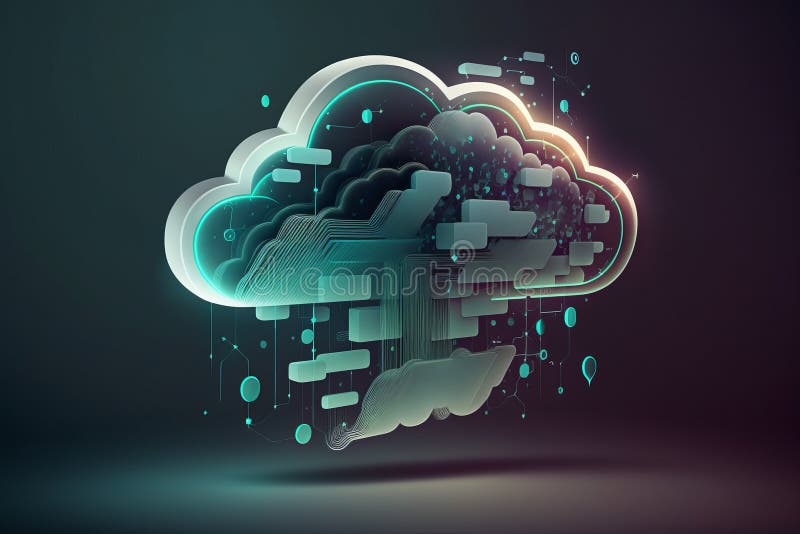 Cloud Computing Technology Concept Background, Digital Illustration Stock Illustration ...