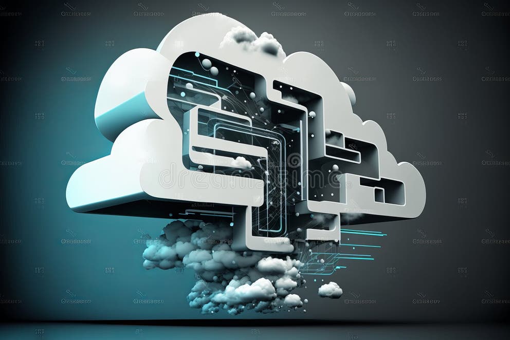 Cloud Computing Technology Concept Background, Digital Illustration Stock Illustration ...