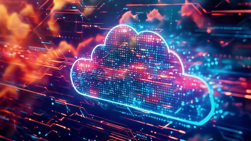 Cloud Computing Technology Concept. Futuristic Global Network Interface ...