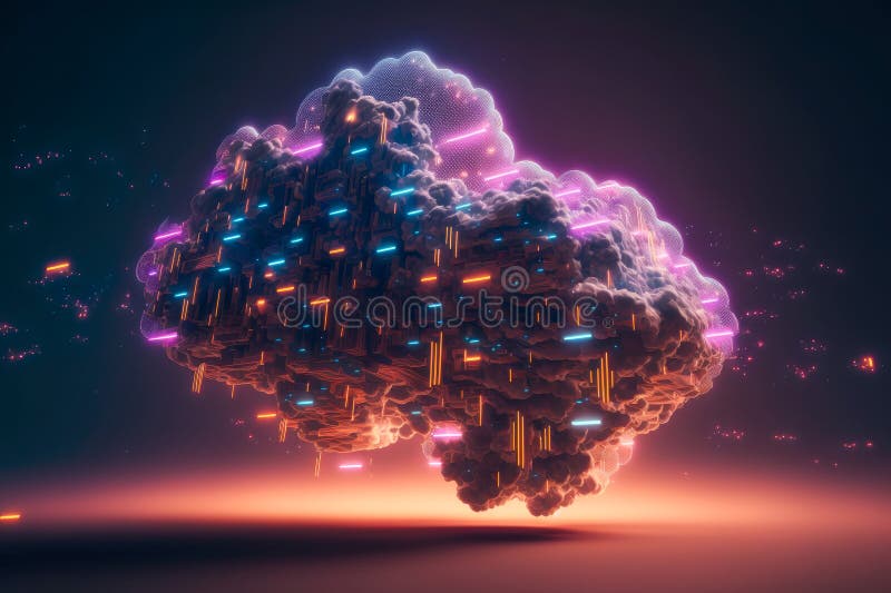 Cloud Computing Technology Concept. Futuristic Illustration AI Generated Stock Illustration ...