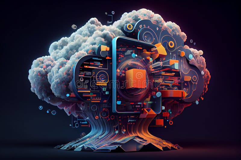 Cloud Computing Technology Concept.generative Ai Stock Illustration - Illustration of digital ...