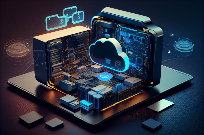 Cloud Computing Technology Concept.generative Ai Stock Illustration ...
