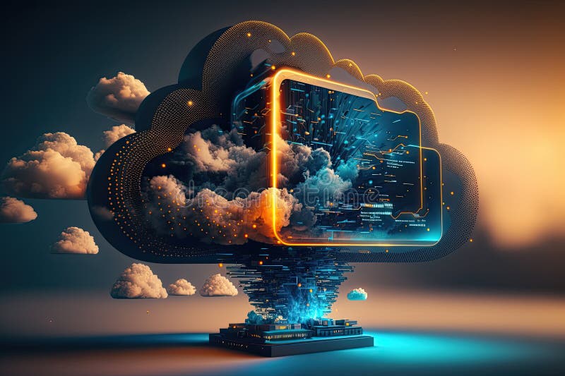 Cloud Computing Technology Concept. Generative AI Stock Illustration ...