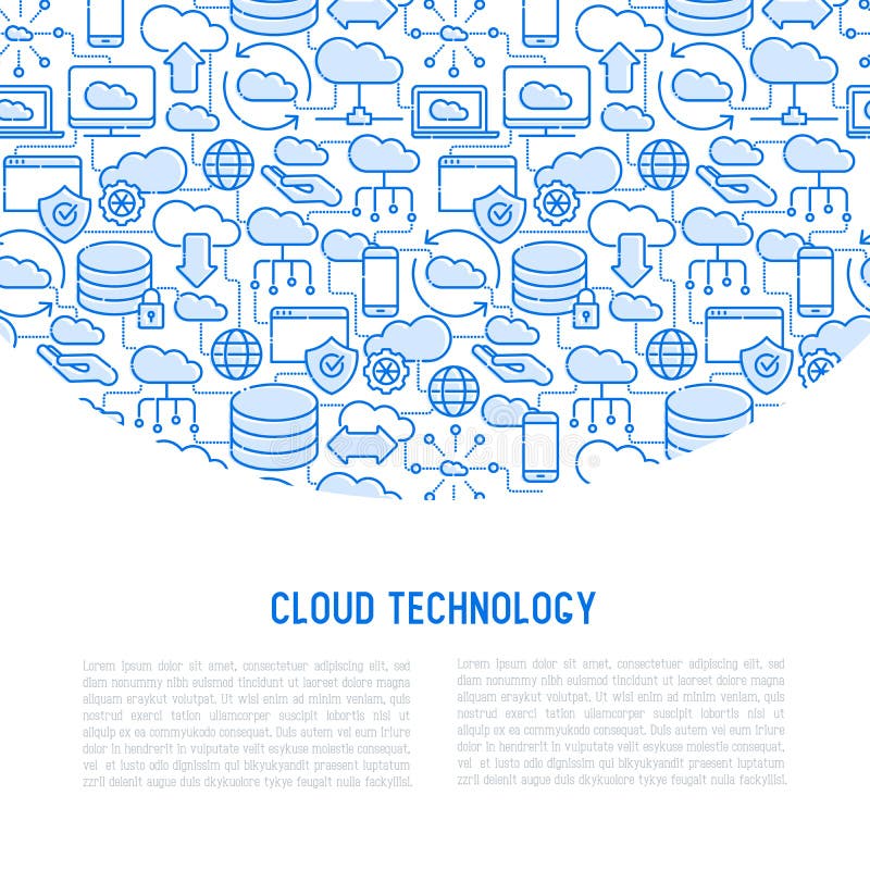 Cloud Technology Concept. Hand Drawn Isolated Vector. Stock Vector - Illustration of cloud ...