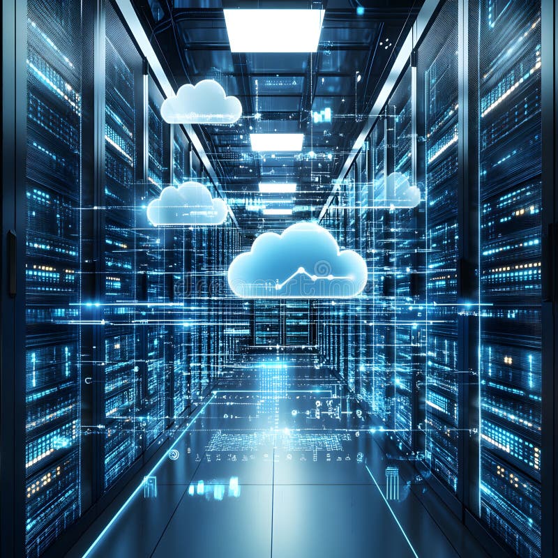 Cloud Computing Technology Connecting Servers in a Data Center Showcasing Modern Digital ...