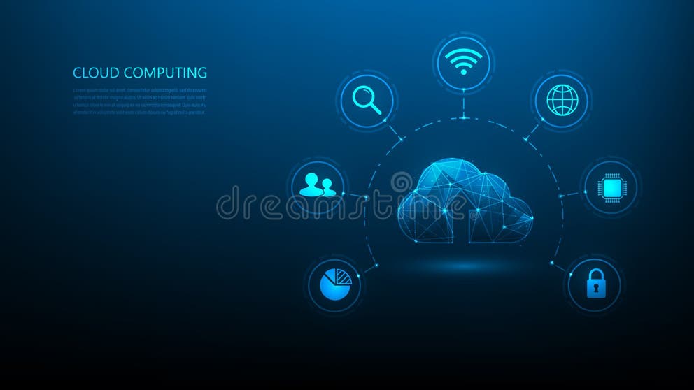 Cloud Computing Technology Data with Icon on Blue Background. Business ...