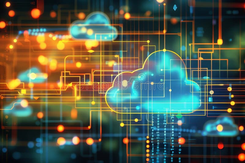 Cloud Computing Technology Data Storage And Network Connection Concept With Abstract