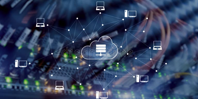 Cloud Computing Technology Data Storage and Security on Server Background Stock Image - Image of ...