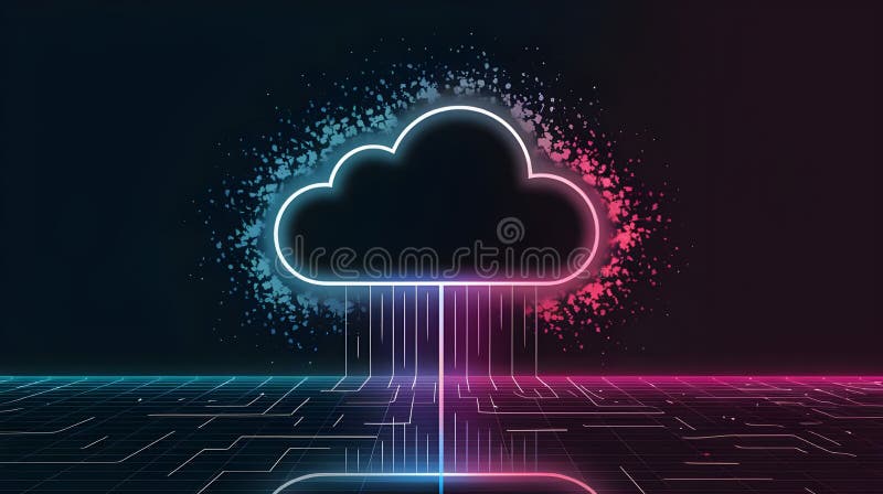 Cloud Computing Technology Futuristic Network Data Transfer Neon Lights ...