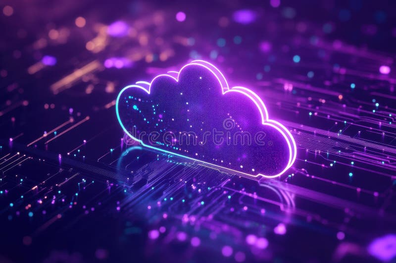 Cloud Computing Technology Hovering Over Futuristic Motherboard with ...