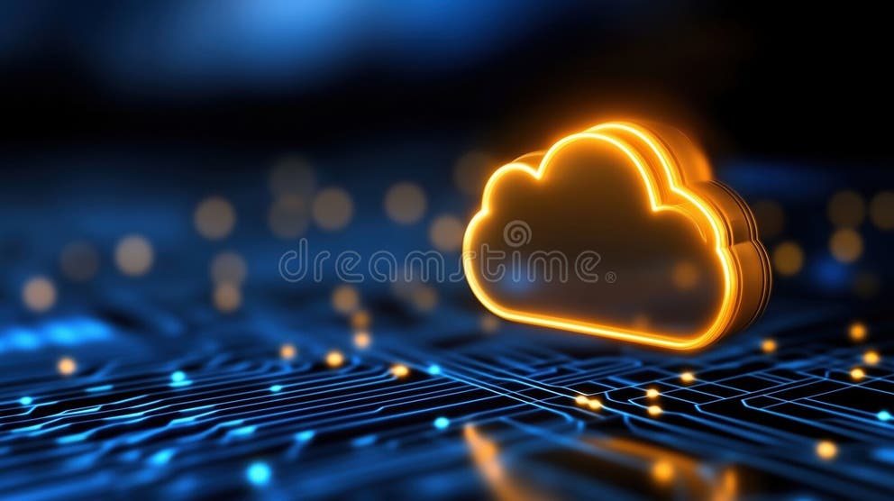 Cloud Computing Technology Illuminates Digital Landscape with Glowing ...